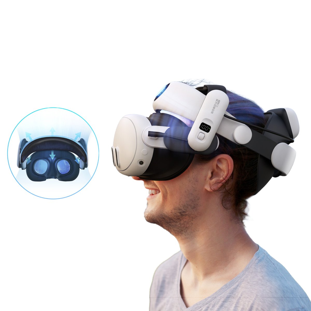 BOBOVR S3 Pro Super Strap | Strap with Battery and Fan for Meta Quest