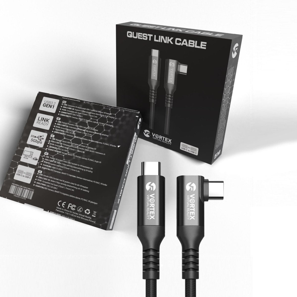 5m cable from VortexVR USB-C to Meta Quest Link | to Quest 3S Quest 3