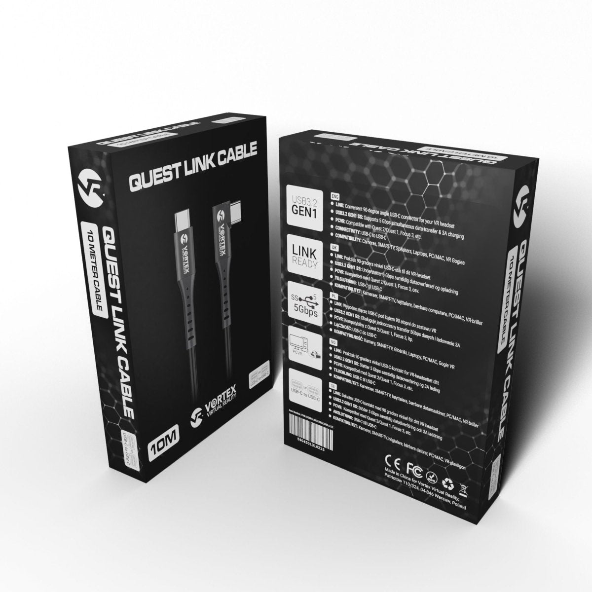 10m cable from VortexVR USB-C to Meta Quest Link | to Quest 3S Quest 3
